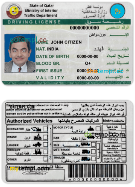 Qatar driving license PSD template, completely editable