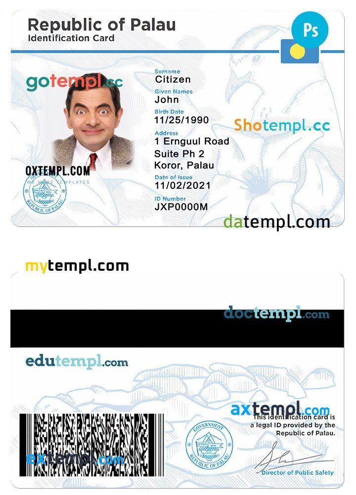 Palau ID card PSD template, completely editable | gotempl.cc