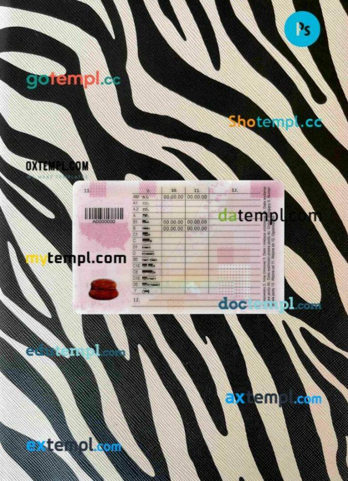 Poland driving license PSD files, scan look and photographed image, 2 ...