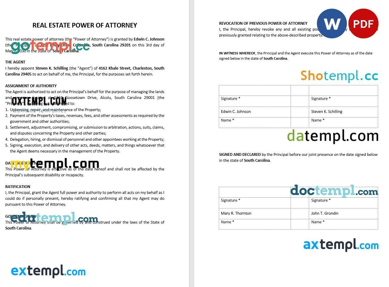 Real Estate Management Power of Attorney example, fully editable