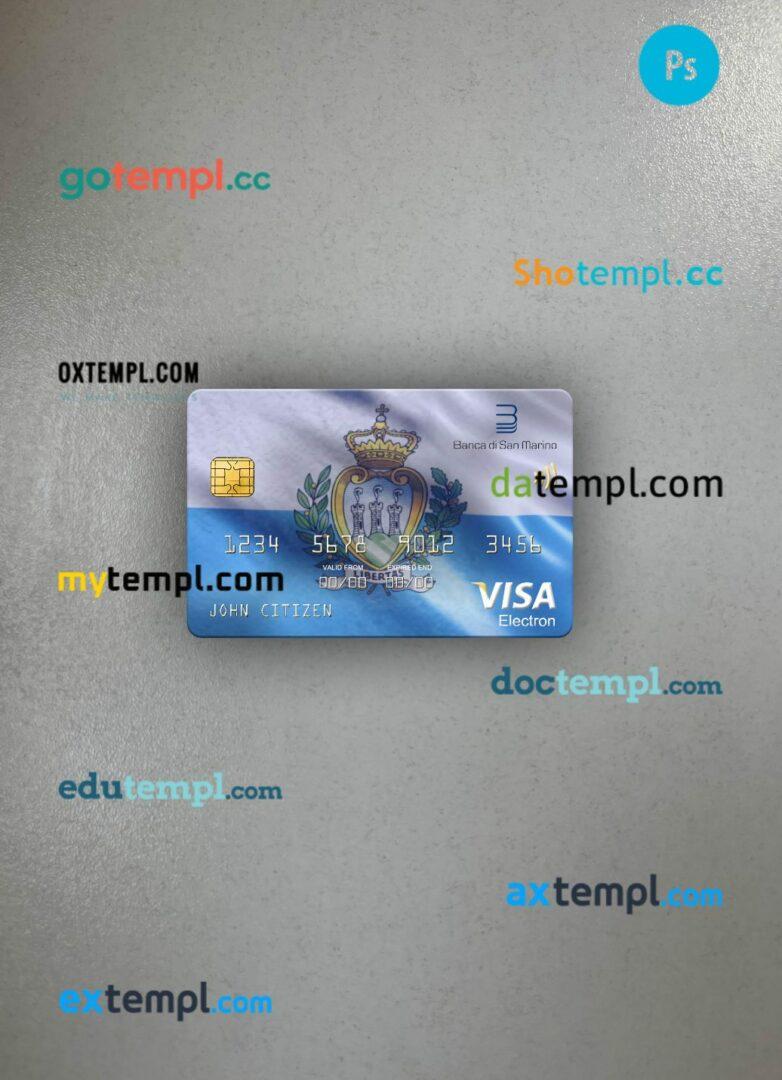 San Marino Banca di San Marino bank visa electron card PSD scan and ...