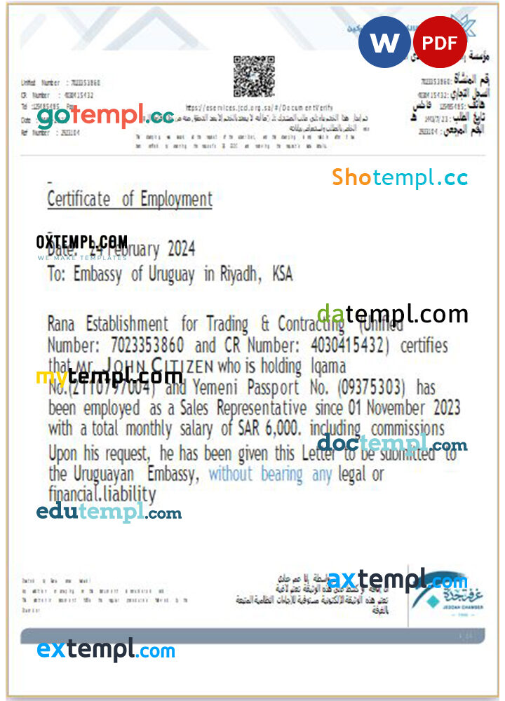 Saudi Arabia Embassy of Uruguay in Riyadh, KSA certificate of ...