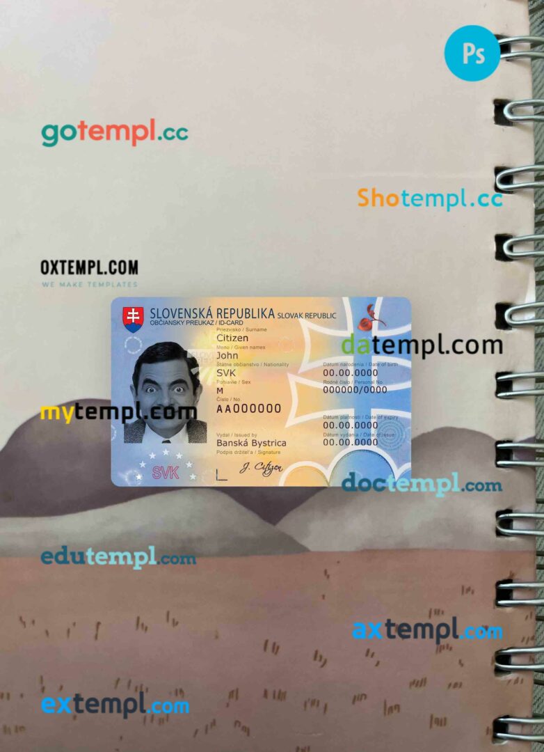 Slovakia ID card editable PSD files, scan look and photo-realistic look ...