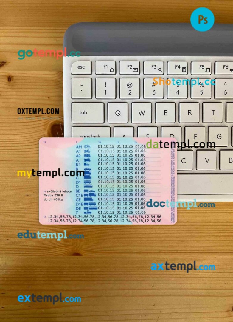 Slovakia driving license PSD files, scan look and photographed image, 2 ...