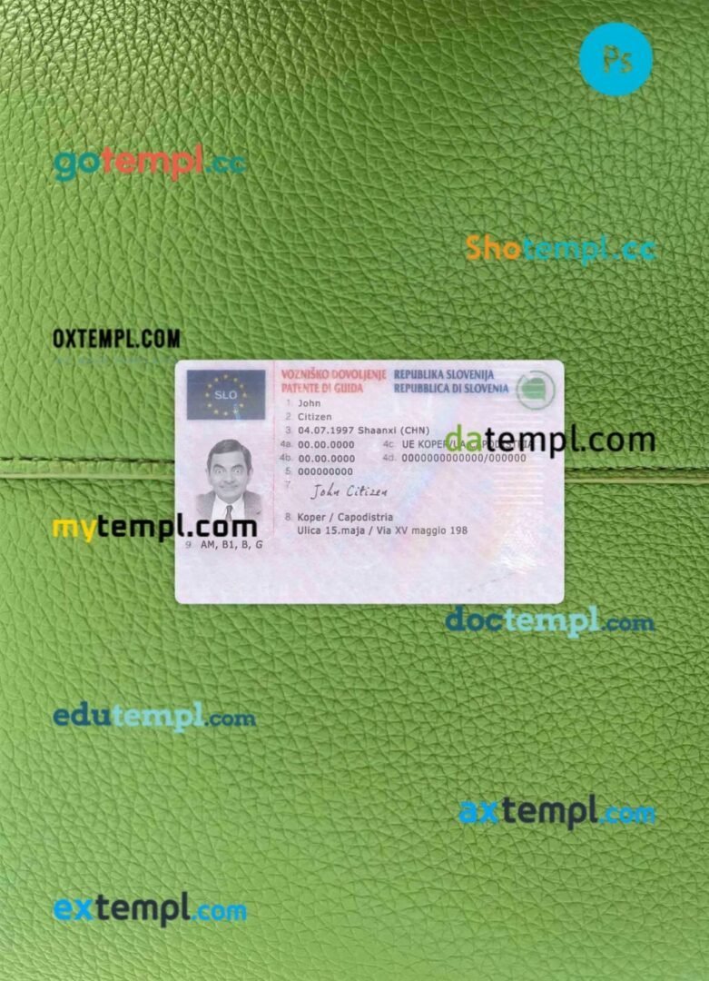 Slovenia driving license editable PSD files, scan look and photo ...
