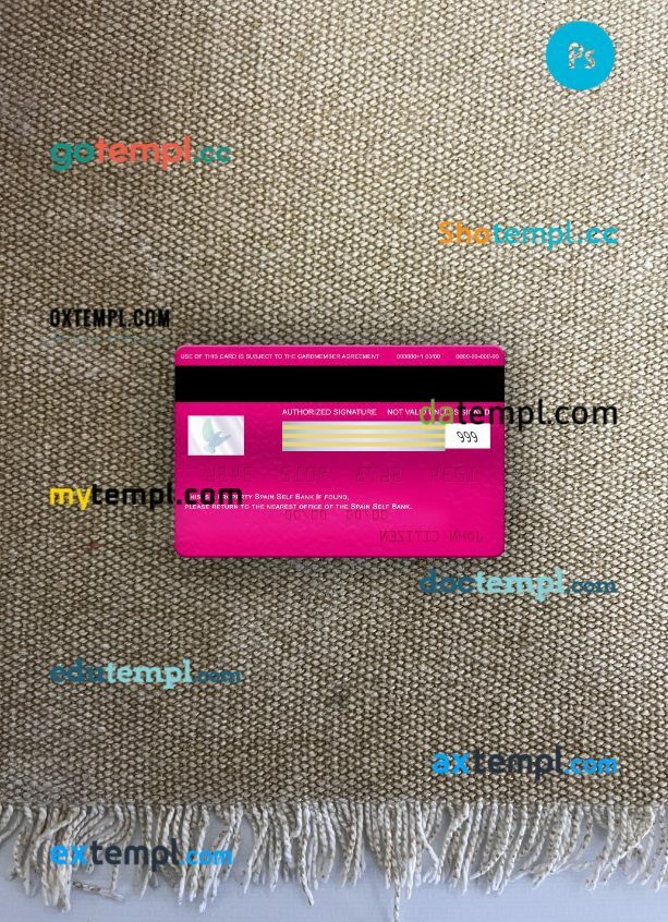 Spain Self Bank visa electron card PSD scan and photo-realistic ...