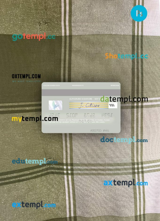 Sri Lanka People’s Bank visa debit card PSD scan and photo-realistic ...
