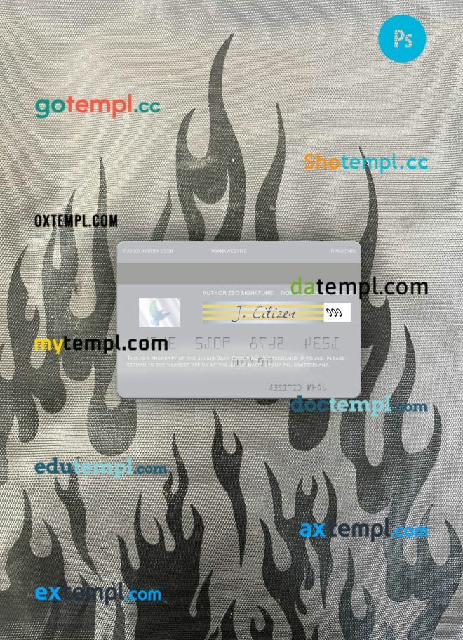 Switzerland Julius Baer Group AG visa debit card PSD scan and photo ...