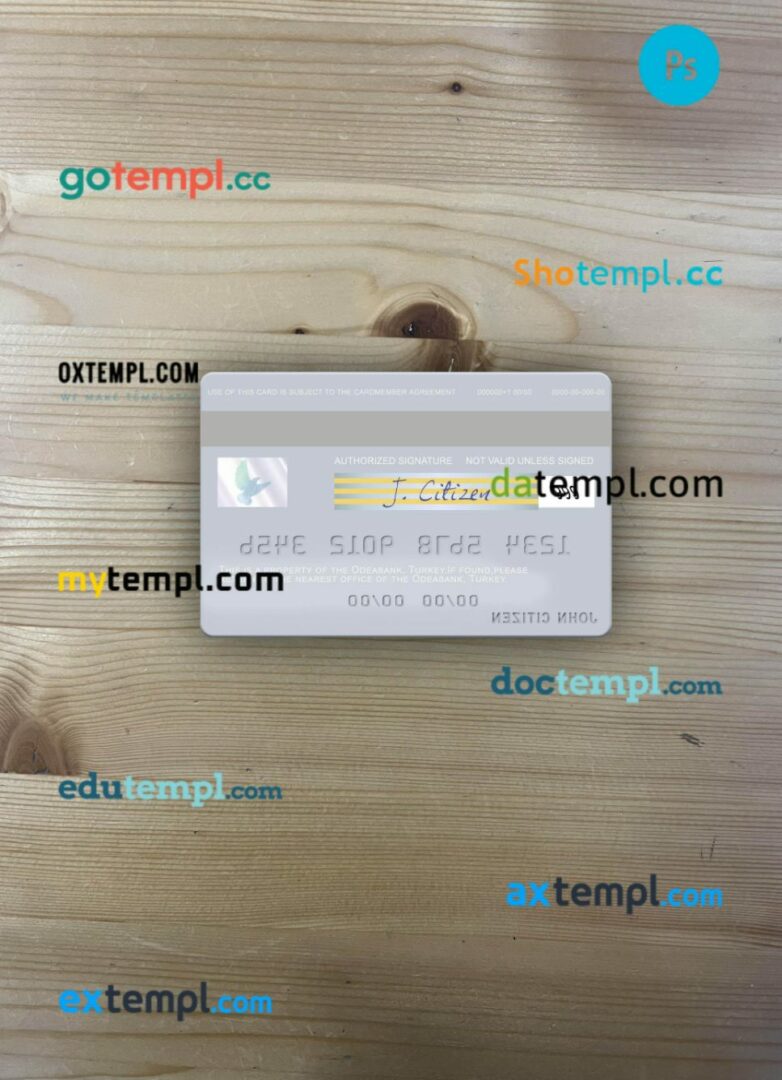 Turkey Odeabank visa debit card PSD scan and photo-realistic snapshot ...
