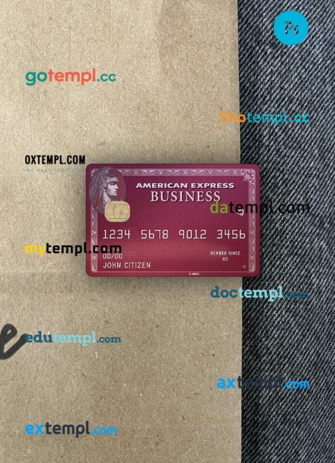 USA BB&T Corp. bank AMEX business plum card PSD scan and photo ...