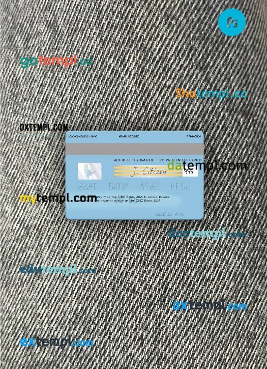 USA CIBC Bank visa card PSD scan and photo-realistic snapshot, 2 in 1 ...