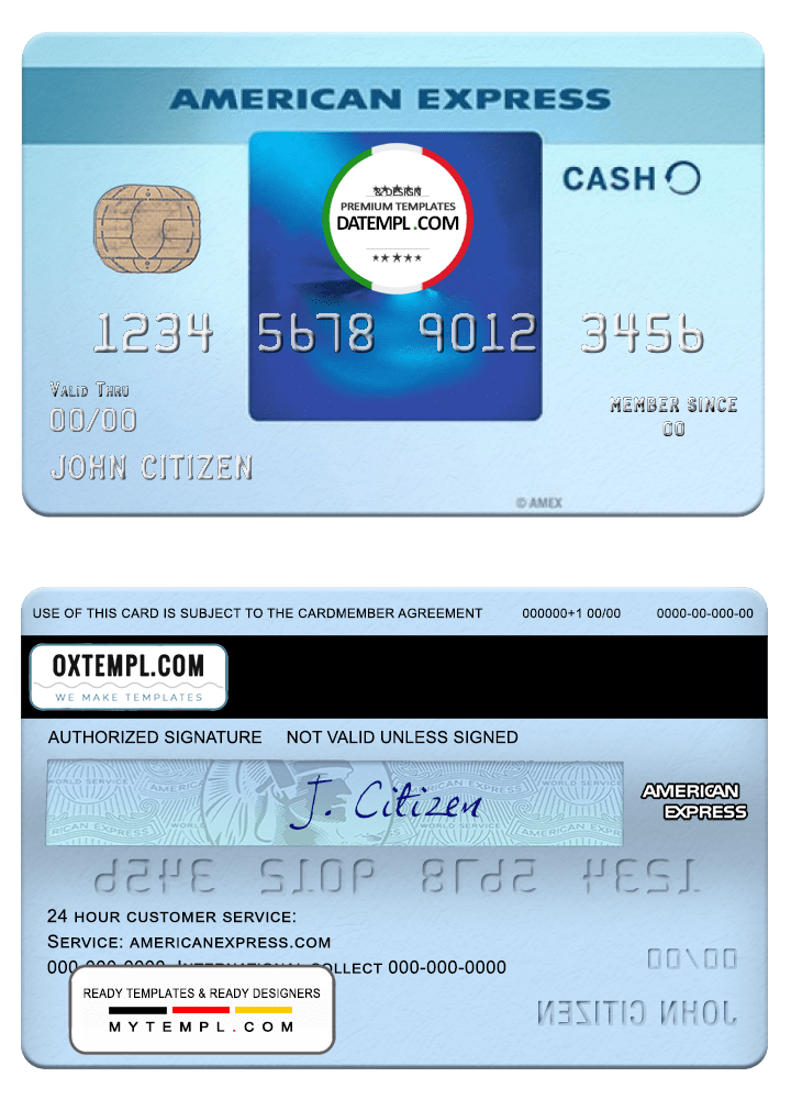 USA Commerce bank AMEX blue cash everyday card template in PSD format ...