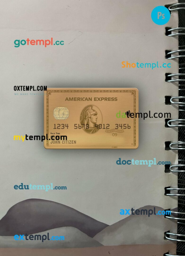 USA Maryland Howard Personal bank AMEX gold card PSD scan and photo ...