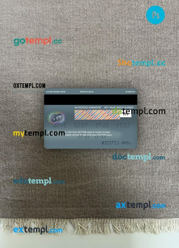 USA Ohio SUTTON bank mastercard PSD scan and photo taken image, 2 in 1