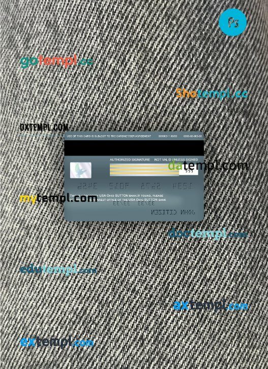 USA Ohio SUTTON bank visa signature card PSD scan and photo-realistic ...