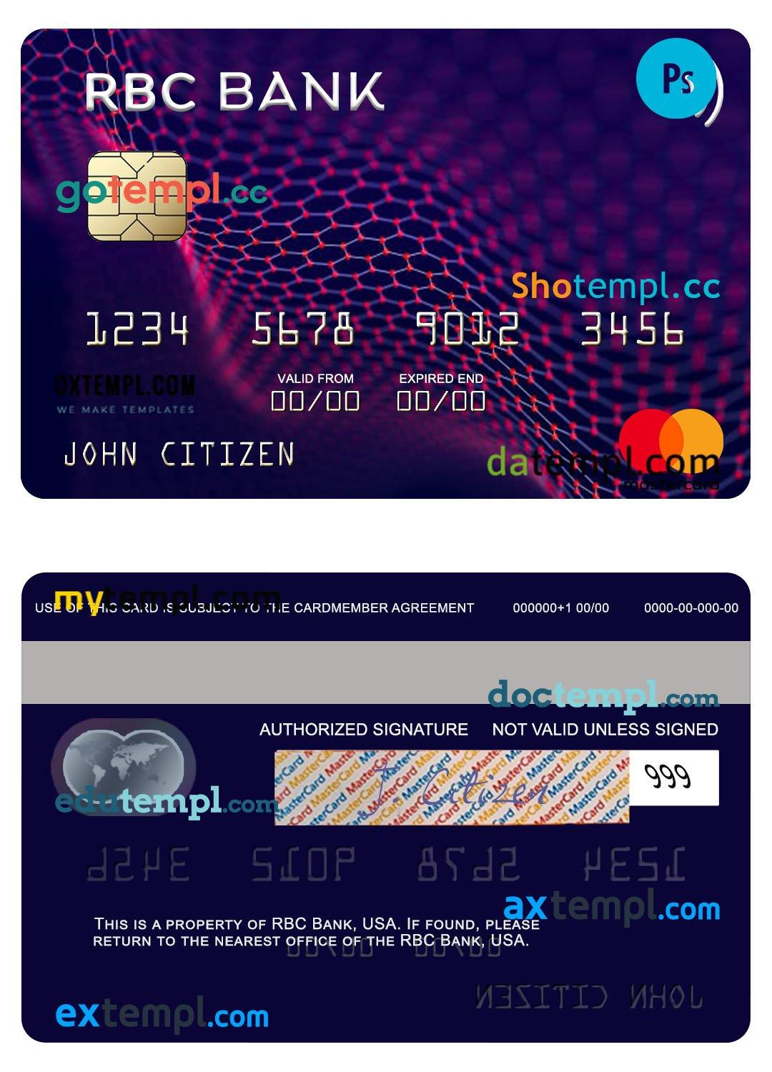 USA RBC Bank mastercard template in PSD format – gotempl.cc