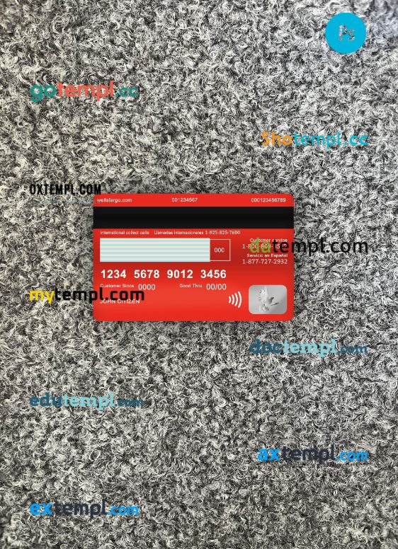 USA Wells Fargo bank visa debit card PSD scan and photo-realistic ...