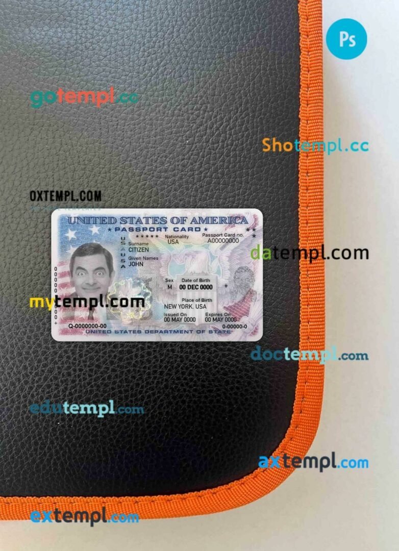 USA passport ID card editable PSD files, scan look and photo-realistic ...