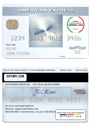 USA New York CFSB bank AMEX everyday® credit card template in PSD ...