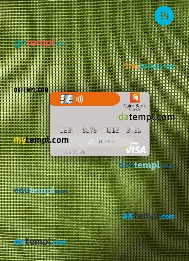Uganda Cairo Bank Uganda visa debit card PSD scan and photo-realistic ...