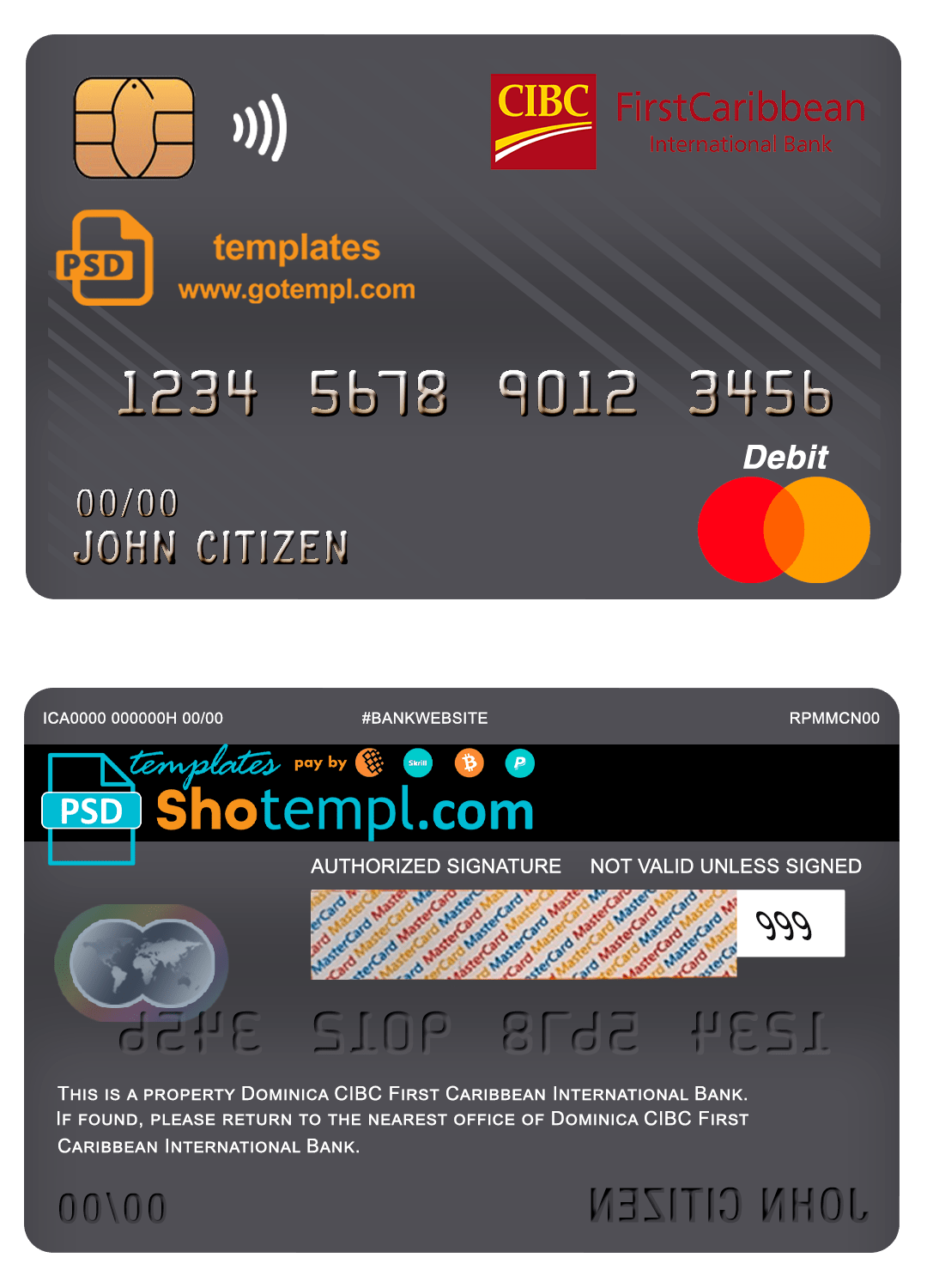 Dominica CIBC First Caribbean International bank mastercard debit card ...