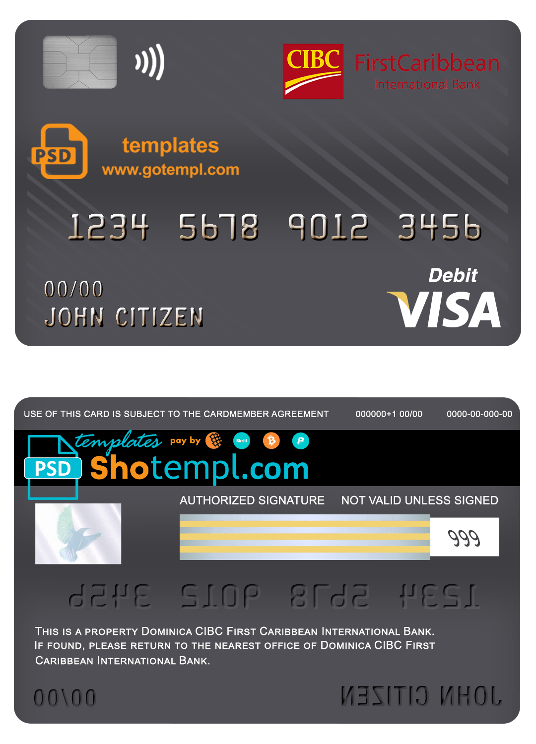 Dominica CIBC First Caribbean International bank visa card debit card ...