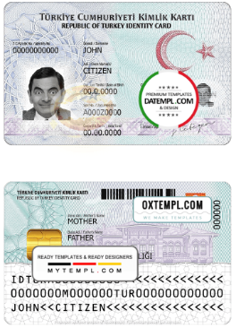Turkey ID template in PSD format, fully editable, with all fonts
