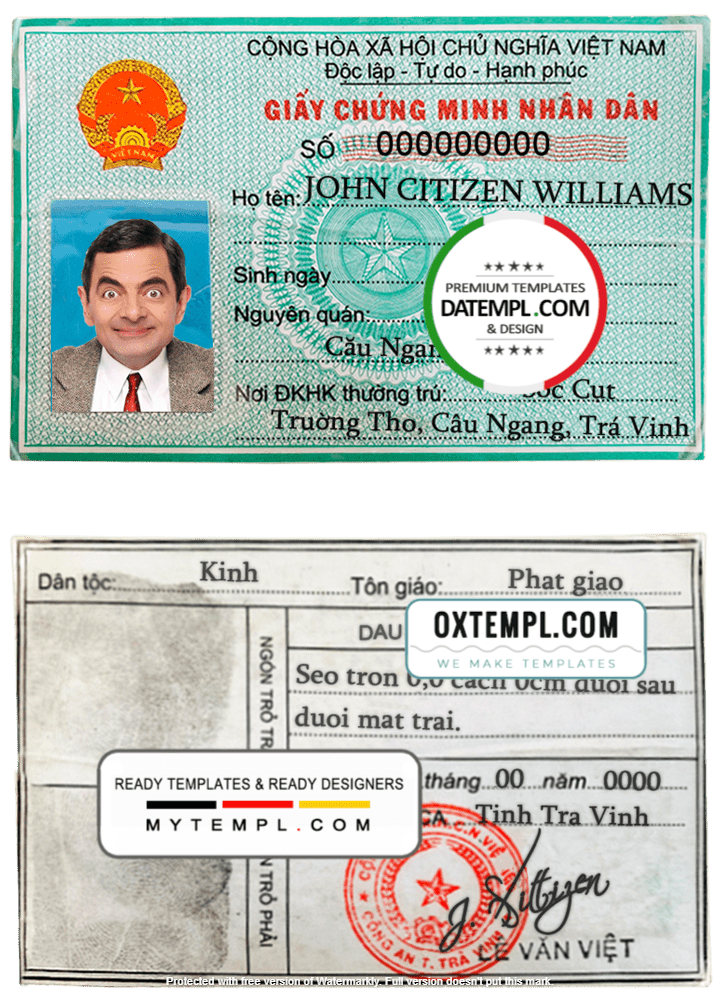 Vietnam ID template in PSD format, fully editable – gotempl.cc