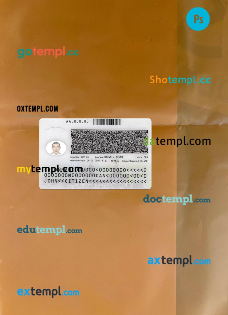 Canada Alberta ID editable PSD files, scan look and photo-realistic ...