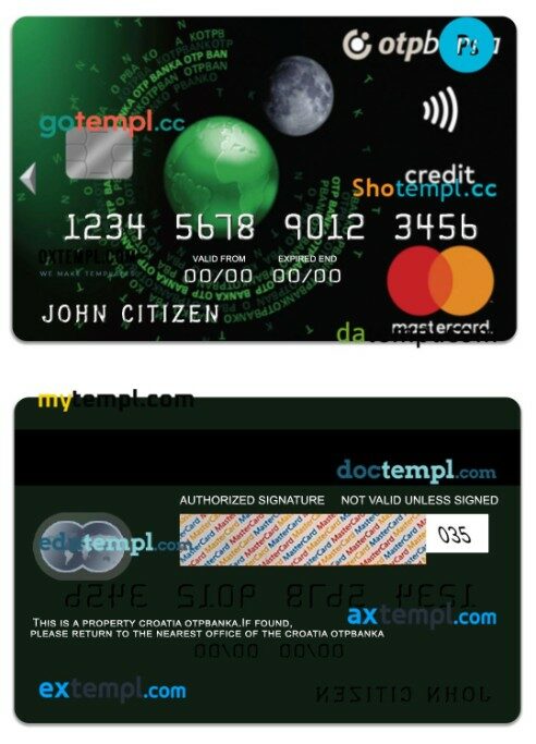 Croatia OTP Banka Standard credit Mastercard template in PSD format