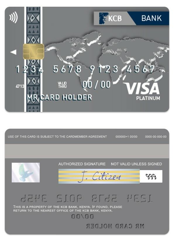 Kenya KCB Bank visa platinum card template in PSD format