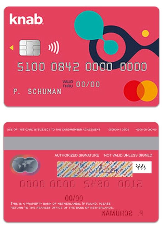 Netherlands Bank of Netherlands Knab Credit Mastercard template in PSD ...