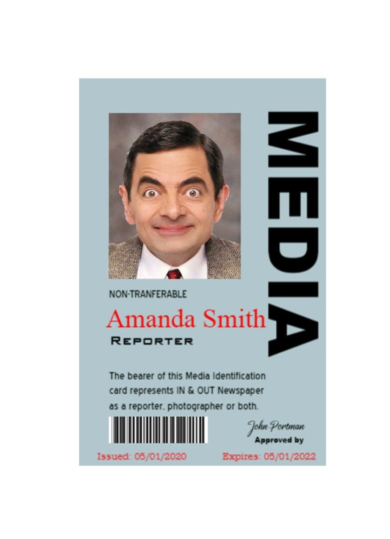 Press pass badge template in PSD format