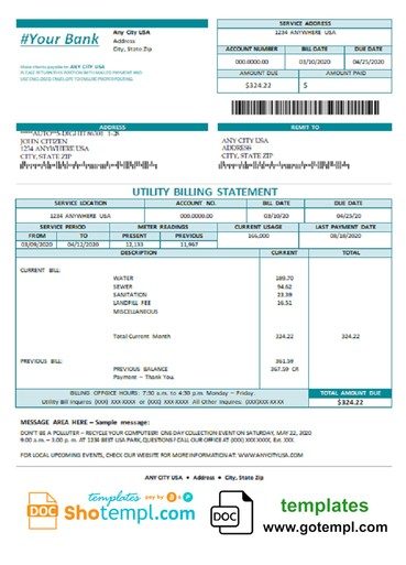 # blue letter universal multipurpose utility bill download example in ...