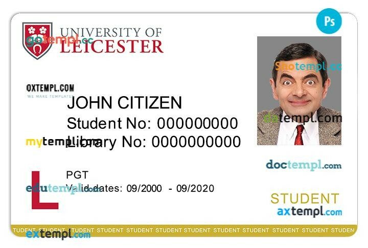 University of Leicester student ID template in PSD format – gotempl.cc