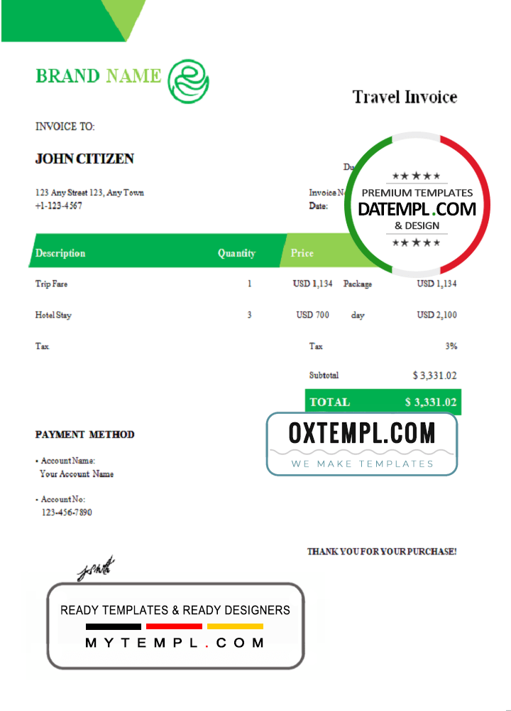 # max fleet universal multipurpose invoice example in Word and PDF ...