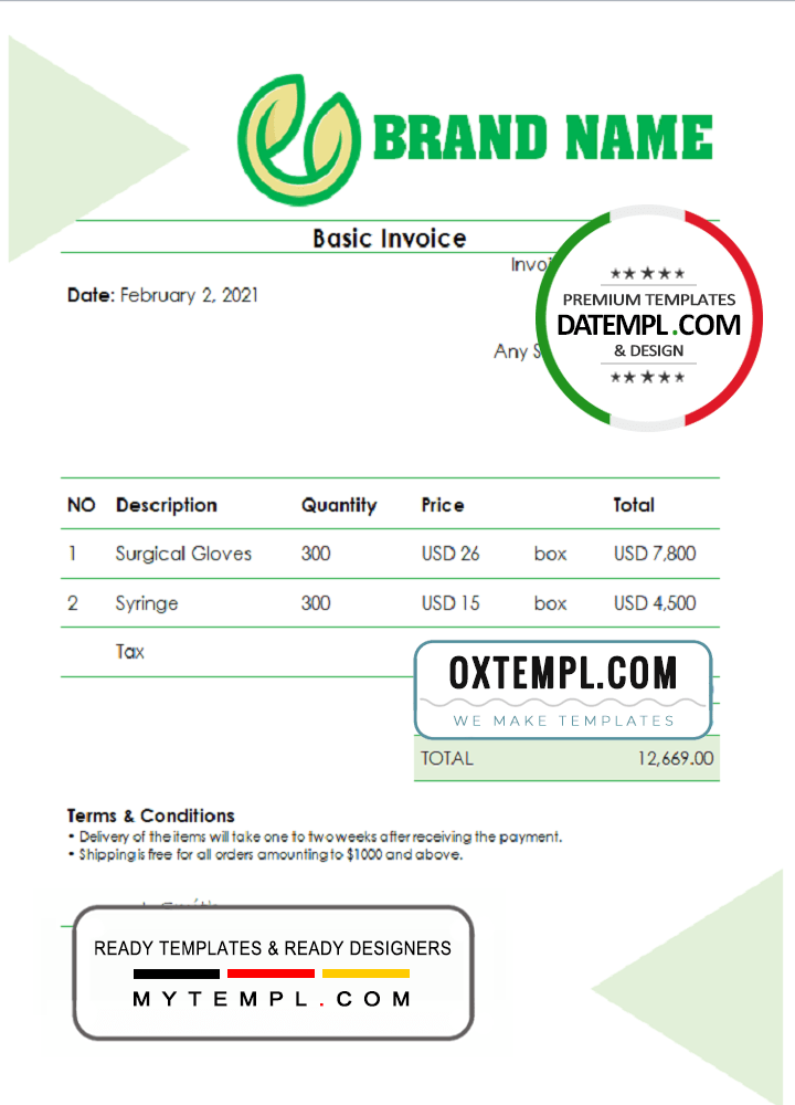 # platinium team universal multipurpose invoice example in Word and PDF ...