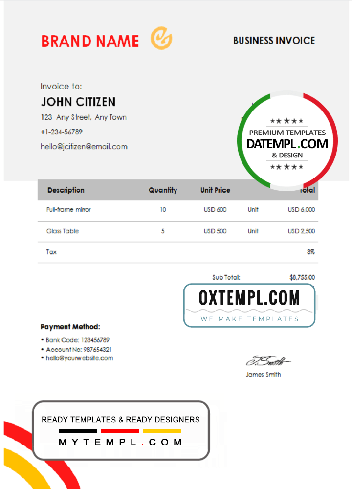# sweet chief universal multipurpose invoice example in Word and PDF ...