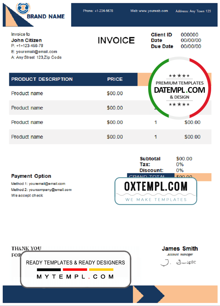 # first catch universal multipurpose invoice example in Word and PDF ...