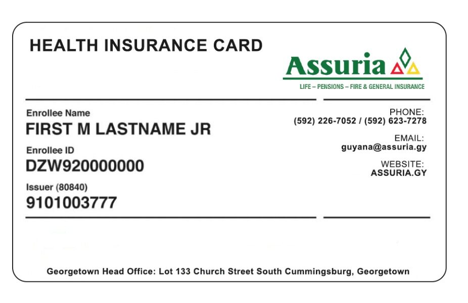 Guyana health insurance card template in PSD format