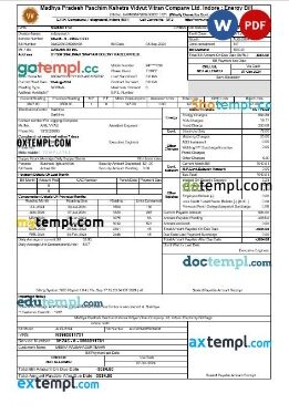 India mpwz business utility bill template in Word and PDF format